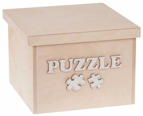 FK Dřevěný box na hračky - Puzzle 25x25x20 cm, Přírodní