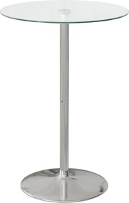 HOMCOM Moderní vysoký barový stůl, kulatý kuchyňský stůl pro 2 osoby se základnou ze železa a skleněnou deskou, Ø70x102cm, Průhledný | Aosom