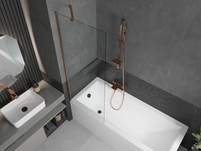 Mexen Next, vanová zástěna 1-křídlová 70 x 150 cm, fixní křídlo, 6 mm čiré sklo, růžové zlato profil, 895-070-000-00-00-60
