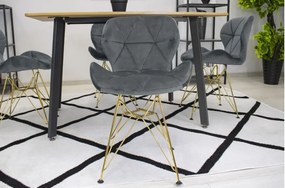 Sametová židle Paris šedá se zlatými nohami