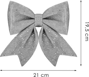Vánoční mašle s flitry 19,5x21cm stříbrná, vánoční dekorace