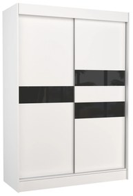 Posuvná skříň s lacobel BATIA Šířka: 120, Hlavní barva: Bílá, Další barva: Černý Lacobel