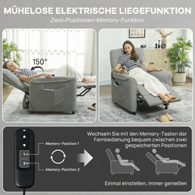 HOMCOM Relaxační křeslo, televizní křeslo elektrické s funkcí ležení, topení, vibrační masáž