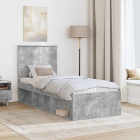 Rám postele Betonově šedá 75 x 190 cm Masivní borové dřevo 3411076
