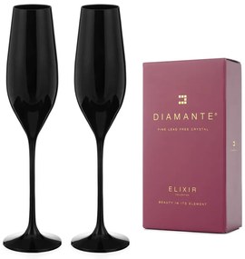 Diamante sklenice na šampaňské Ghost Black 210 ml 2KS