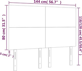 Čelo postele s LED tmavě šedé 144x5x118/128 cm samet 3122193