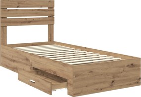 Rám postele s čelo Artisanový dub 90 x 190 cm Kompozitní dřevo 3411698