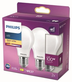 Philips LED žárovka E27 10,5W 2 700K opál 2ks