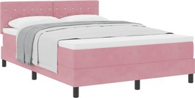 Postel s boxspringem s matrací s čelo Růžová 140 x 190 cm samet 3339109