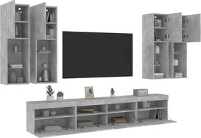 7dílná obývací stěna s LED osvětlením betonově šedá 3216774