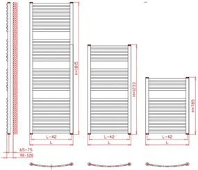 Thermal Trend koupelnový radiátor Marabu KM 900 / 1233 žebřík oblý
