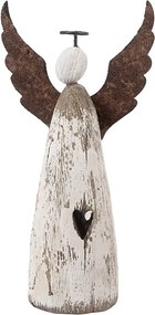 Dekorace dřevěná figurka anděl se srdíčkem Angel Rustic M - 9*14*18 cm