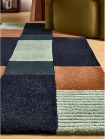 Tmavě modrý ručně tkaný koberec z recyklovaných vláken 200x290 cm Franka – MADE