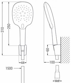 Mexen příslušenství - 1-bodový ruční sprchový set R-22, chrom, 785225052-00