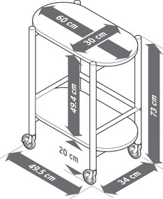 Tchibo - Barový vozík z masivního dřeva se 2 úrovněmi - barva: hnědá