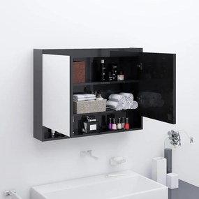 Koupelnová skříňka se zrcadlem 80 x 15 x 60 cm MDF zářivě černá 331531