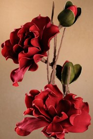 Paramit Dekorační květina s dvěma květy červená 85 cm