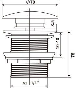 COMAD CLICK-CLACK T201M-B12-3-Umyvadlová výpusť CLICK-CLACK pr. 7 cm matná černá