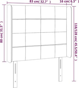 Čelo postele s LED růžové 83 x 16 x 118/128 cm samet 3124083