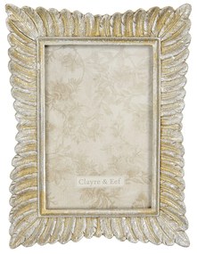 Zlatý vintage fotorámeček s patinou a dekorem listů - 16*2*21 cm / 10*15 cm