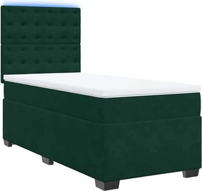 Box spring postel s matrací tmavě zelená 90x190 cm samet 3293101