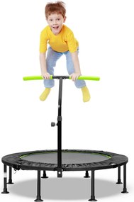 Costway Φ110 cm Skládací mini trampolína s výškově nastavitelným madlem dětská