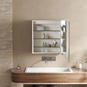 Mereo, Mereo Koupelnová galerka 60 cm, zrcadlová skříňka, stříbrná, MER-CN190P