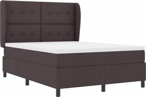 Postel s boxspringem s čelo Tmavě hnědá 140 x 200 cm textil 3340567