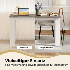 Costway 120 cm jídelní stůl pro 4-6 osob dřevěný velký, bílý