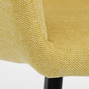 Židle jídelní, žlutá látka, černé kovové nohy