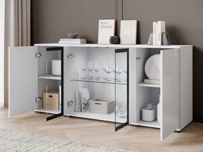Vitřína Hedvis SB 154 4D, Barva: bílá / bílý lesk, Osvětlení: osvětlení LED - bílé
