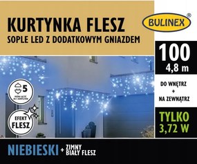 Světelný závěs značky Bulinex, 51-100 lampiček, modrá barva s reflektorem, 4.8 m