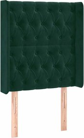 Čelo postele s LED tmavě zelené 83 x 16 x 118/128 cm samet 3124417