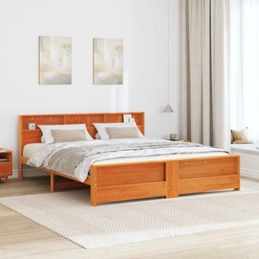 Rám postele s čelo Voskově hnědá 200 x 200 cm Masivní borovice 3394215