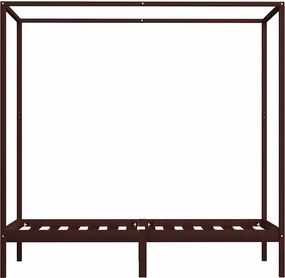 Rám postele s nebesy tmavě hnědý masivní borovice 90 x 200 cm 283268