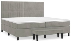 Box spring postel s matrací světle šedá 200x200 cm samet,  3137983