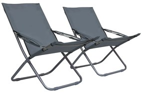 Skládací plážové židle 2 ks textil šedé,  47905