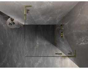 Mexen Lunar, L výklopný sprchový kout pravý 70 x 70 cm, 8mm čiré sklo, zlatý profil, 834L-070-070-50-00-P