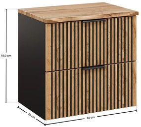 Závěsná skříňka Casad Nature s deskou 60 cm dub wotan/černá