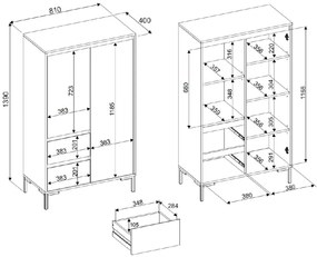 Vysoká úložná skříňka Korsika, dub artisan