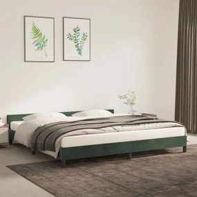 Rám postele s čelem tmavě zelený 200x200 cm samet