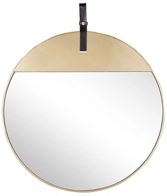 Nástěnné zrcadlo se závěsným popruhem ø 60 cm zlaté GURS Beliani