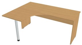Stůl ergo pravý 160*120 cm - Hobis Gate GE 60 P Dekor stolové desky: buk, Dekor lamino podnože: buk, Barva nohy: stříbrná