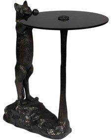 OnaDnes -20% Černý kulatý odkládací stolek Bold Monkey No Girlfriend No Problem 38x47 cm