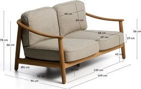Béžová/v přírodní barvě čalouněná zahradní pohovka Elunda – Kave Home