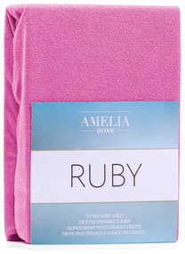 AmeliaHome Froté prostěradlo Ruby, fuchsiová růžová Rozměr: 100-120x200+30 cm