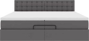 Osmanský rám postele s matrací šedá 200x200cm umělá kůže 3311326