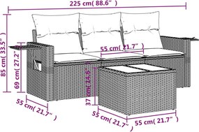 4dílná zahradní sedací souprava s poduškami béžová polyratan 3252206