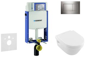 Geberit Kombifix - Modul pro závěsné WC s tlačítkem Sigma20, lesklý chrom/chrom mat + Villeroy Boch - WC a sedátko, DirectFlush, SoftClose, CeramicPlus 110.302.00.5 NB6