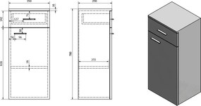 Aqualine, ZOJA/KERAMIA FRESH skříňka spodní 35x78x29cm, bílá, 51250